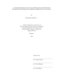 A path dependent quantum approximate optimization algorithm optimized ...